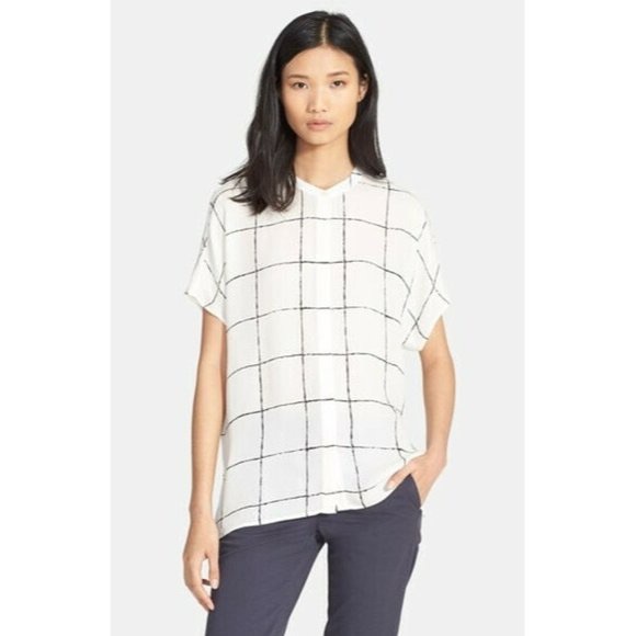 Vince | Tops | Vince Window Pane Silk Blouse | Poshmark